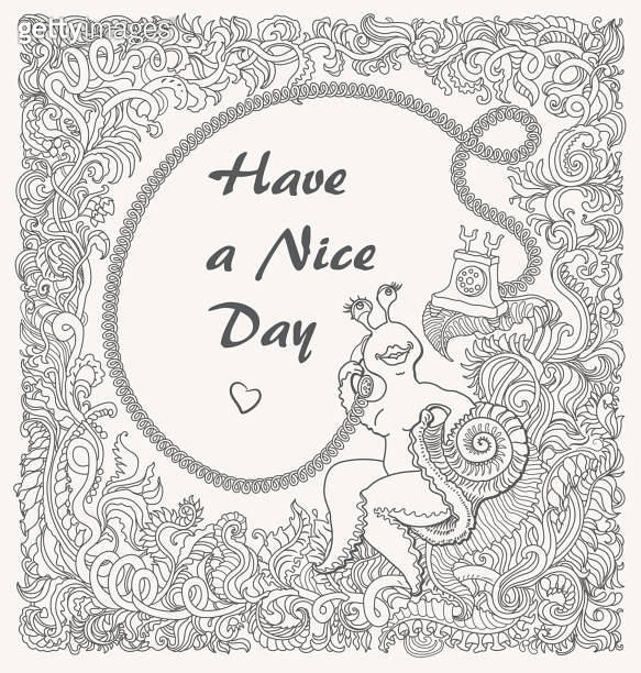 Have a Nice Day. Adults Coloring book page. Fantasy floral vignette ...