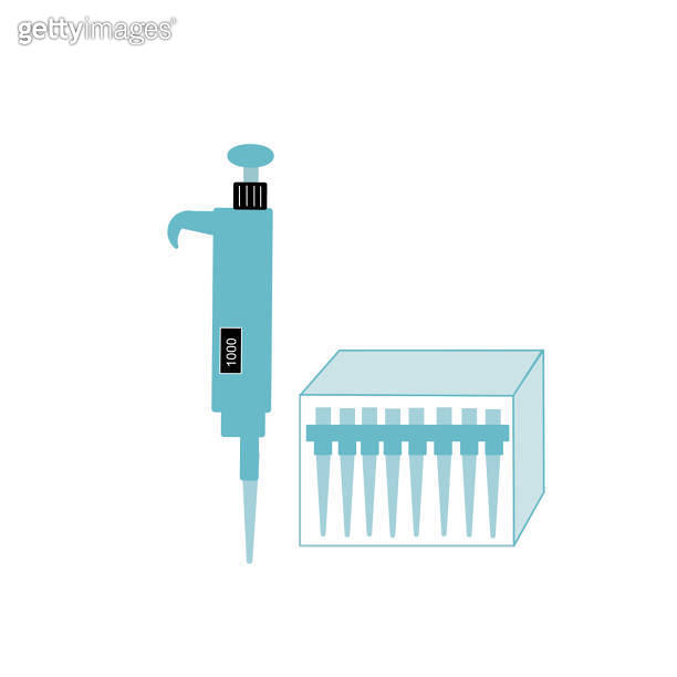The picture shows laboratory equipment : Autopipette and pipette tips ...