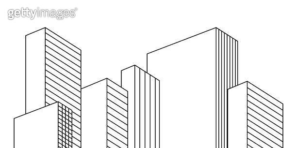 Architectural background. Tall buildings line art banner for website ...