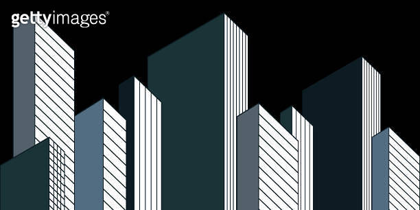 Architectural background. Tall buildings line art banner for website ...