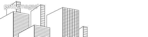 Architectural background. Tall buildings line art banner for website ...