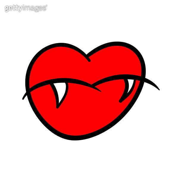 Vampire bite and kiss illustration. Red lips with vampire teeth ...
