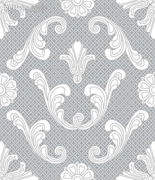 Vector seamless pattern with monochrome baroque doodle elements on a ...