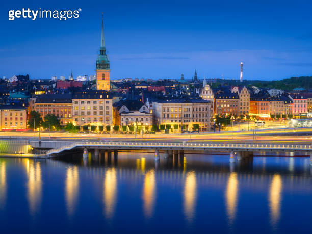 Stockholm, Sweden. Panoramic view of the Gamla Stan. The capital of ...