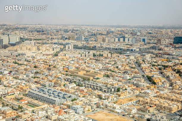 Aerial panorama of residential district of Riyadh city, Al Riyadh ...
