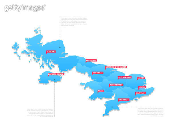 United Kingdom UK Regions Map Vector Illustration (1472270775) 일러스트, 무료 ...