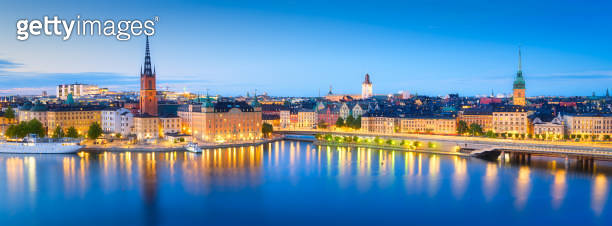 Stockholm, Sweden. Panoramic view of the Gamla Stan. The capital of ...
