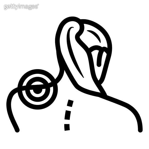 Woman neck hurts line icon, body pain concept, neck pain vector sign on ...