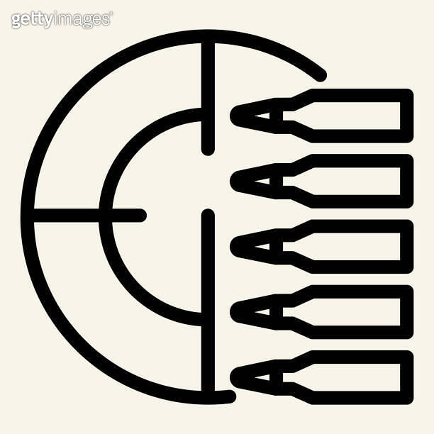 Target practice line icon. Aim and bullets vector illustration isolated ...