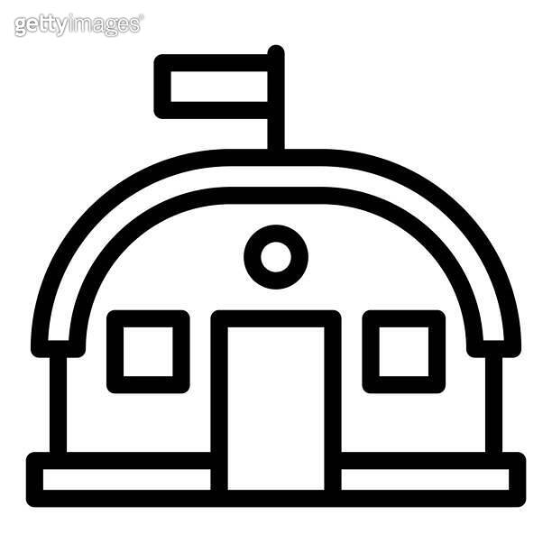 Barracks line icon. Army camp tent, soldier camping symbol, outline ...