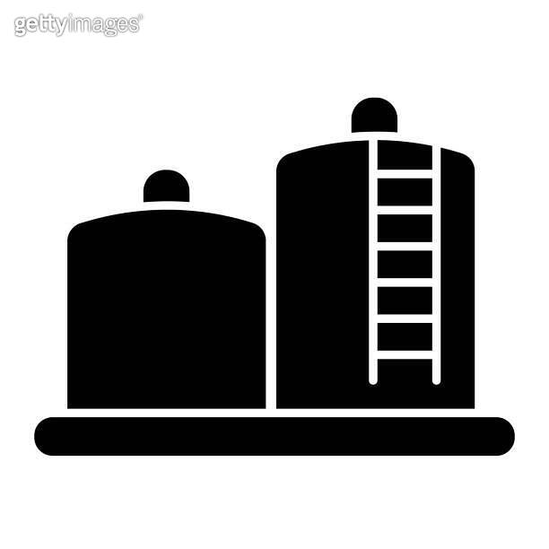 Fuel storage solid icon. Tank farm with liquid. Oil industry vector ...