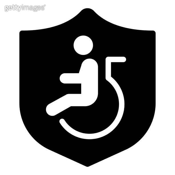 Wheelchair protection emblem solid icon, disability concept, wheelchair ...