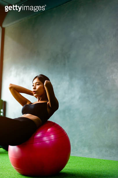 Exercise The joy of exercise. Happy young woman smiling from exercising ...