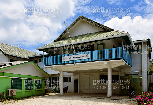 Australian High Commission building with its porch and balcony, Vaiaku ...