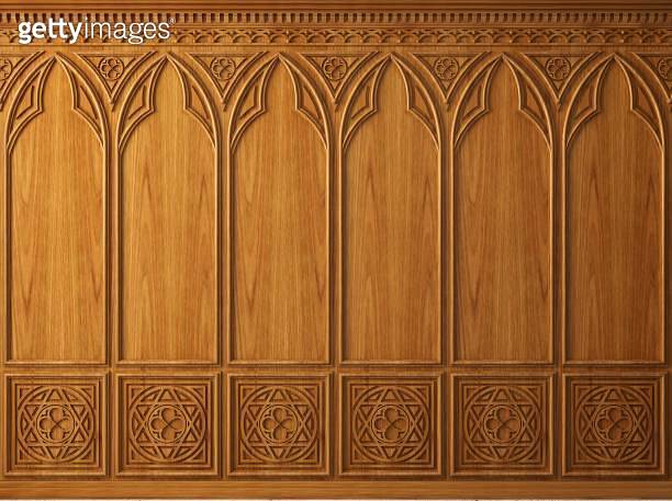 Classic cabinet or castle wall made of gothic wood paneling (1491118708 ...