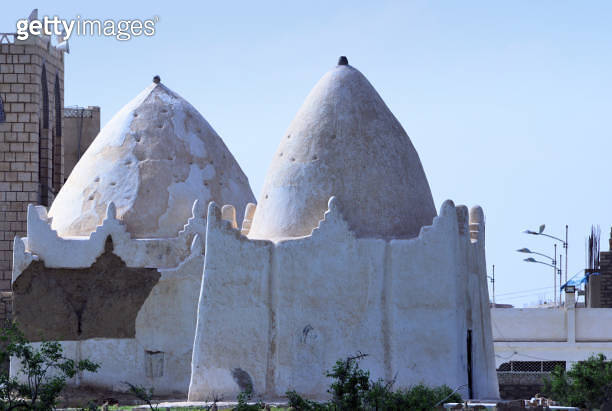 Domed tombs at Habib Salem Cemetery, Al Ghaydah, Al Mahrah Governorate ...