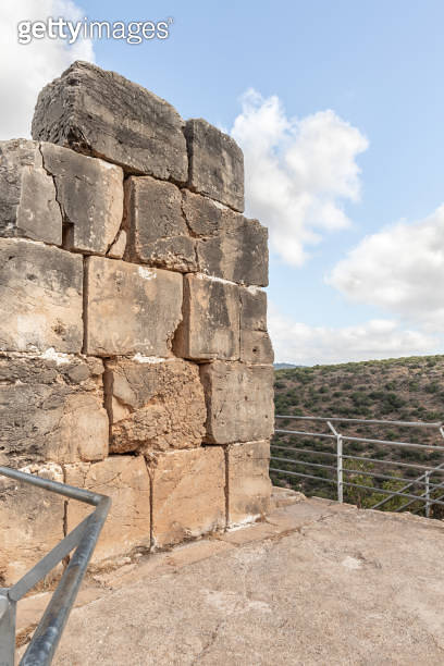 The remains of walls of upper watchtower in ruins of residence of Grand ...