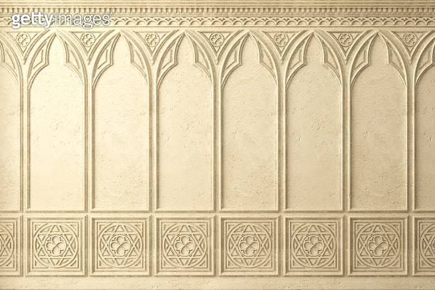 Classic cabinet or castle wall made of gothic wood paneling 이미지 ...