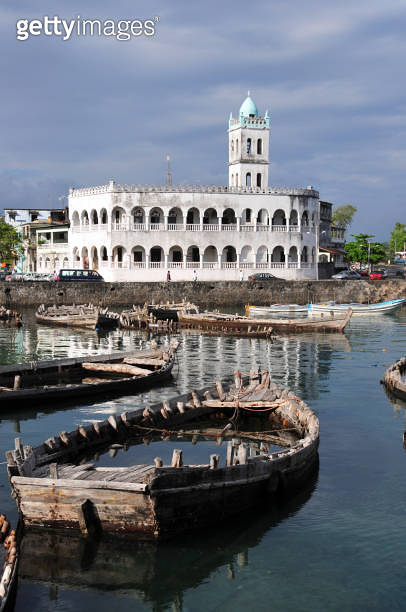 Sunken wooden hulls at the dhow port, Moroni, Grande Comore, Comoros ...