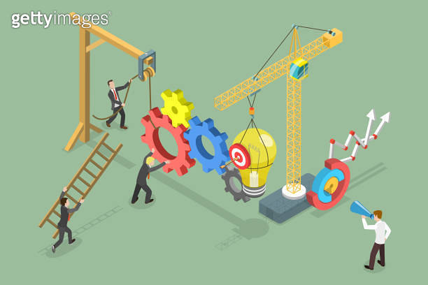 3D Isometric Flat Vector Conceptual Illustration of Project Execution ...