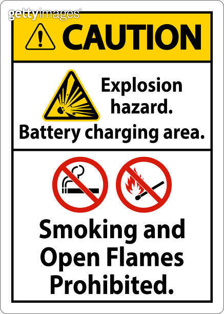 Caution Sign Explosion Hazard, Battery Charging Area, Smoking And Open ...