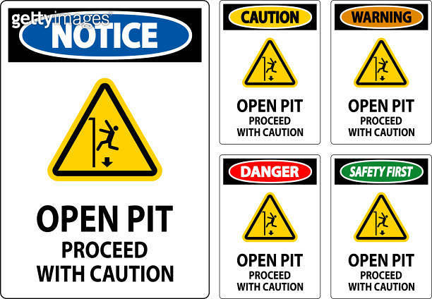 Danger Sign Open Pit Proceed With Caution (1798571780) 일러스트, 무료 일러스트 ...