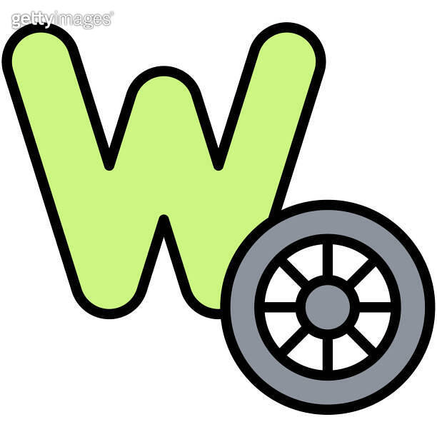 Letter w alphabet with wheel icon vector illustrator (1700188777) - 게티이미지뱅크