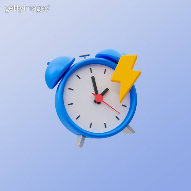 3d minimal quick time concept. urgent work. fast service. alarm clock ...