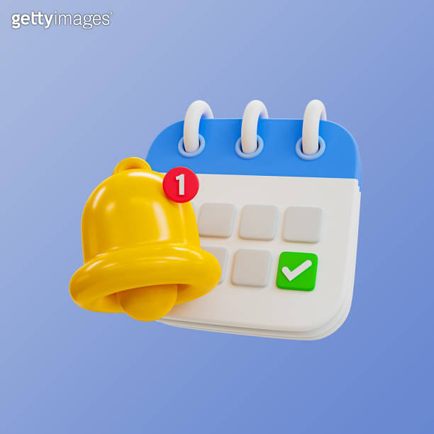 3d minimal time management concept. schedule notification. meeting ...