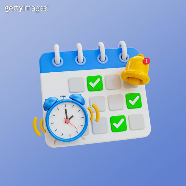 3d minimal time management concept. schedule notification. meeting ...