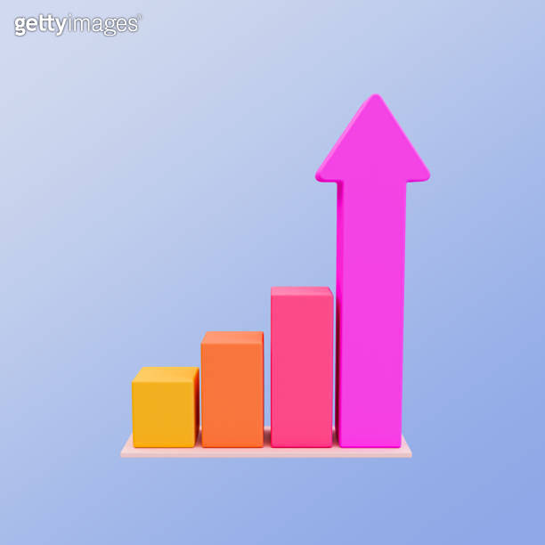 3d minimal bar chart. data analysis. bar graph icon. 3d illustration ...