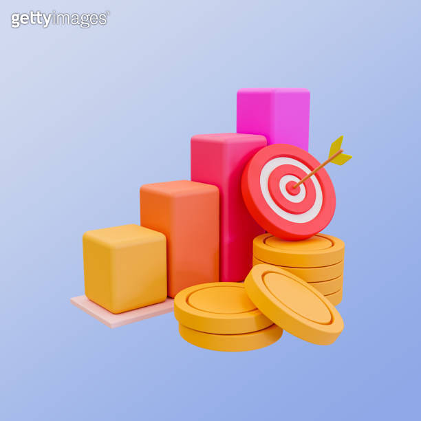 3d minimal target achievement concept. mission completion. goal ...