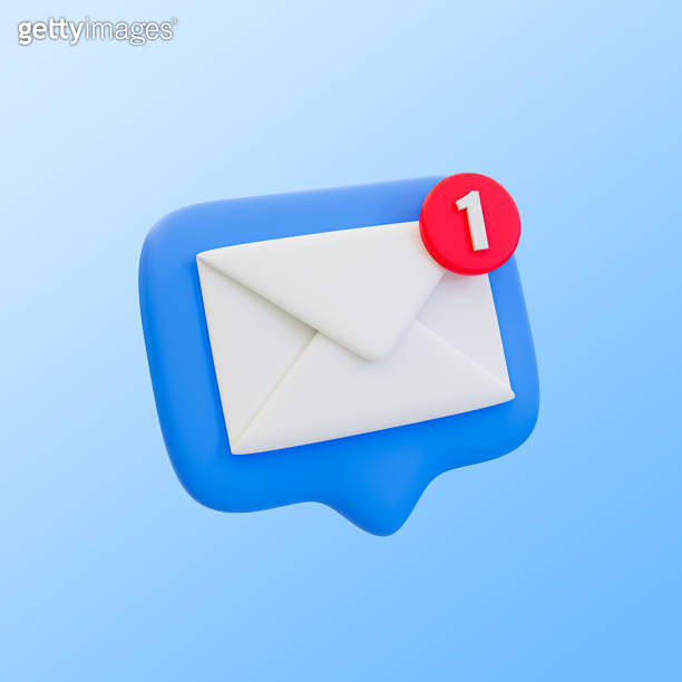 3d minimal unread messages reminder. letter notification. message box ...
