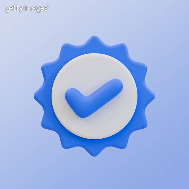 3d minimal blue check mark symbol. correct sign. certified icon ...