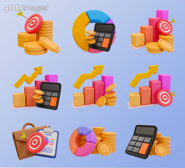 3d minimal target achievement concept. mission completion. set of ...