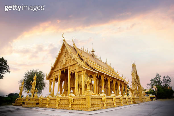 The golden temple is a landmark of Chachoengsao province,Thailand. Wat ...