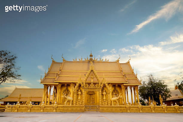 The golden temple is a landmark of Chachoengsao province,Thailand. Wat ...