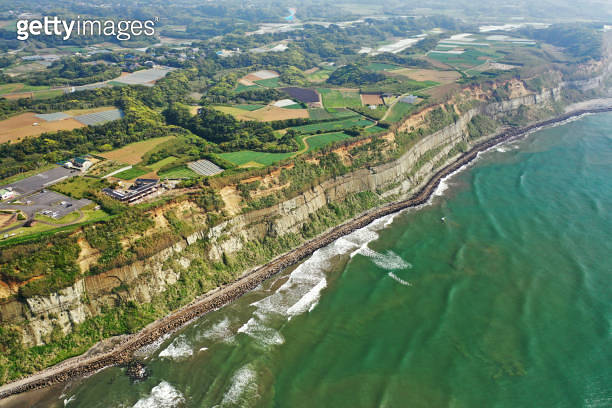 Aerial view of Byobugaura from the sea 이미지 (1494670981) - 게티이미지뱅크