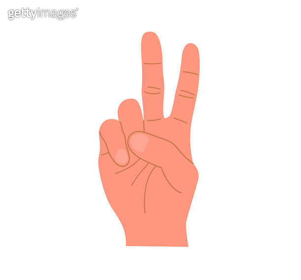 Hand peace sign. Human hand gesture. Vector illustration isolated white ...