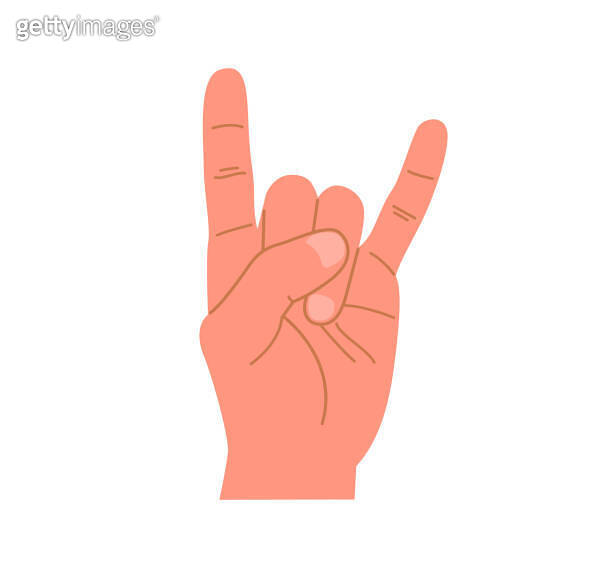 Hand showing rock sign. Human hand gesture. Vector illustration ...