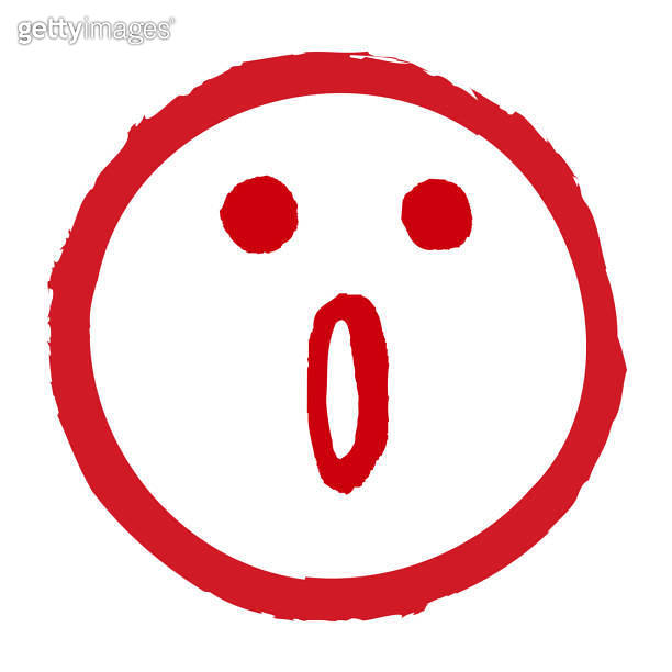 Emoji mark of facial expression in a brush-drawn circle (surprised ...