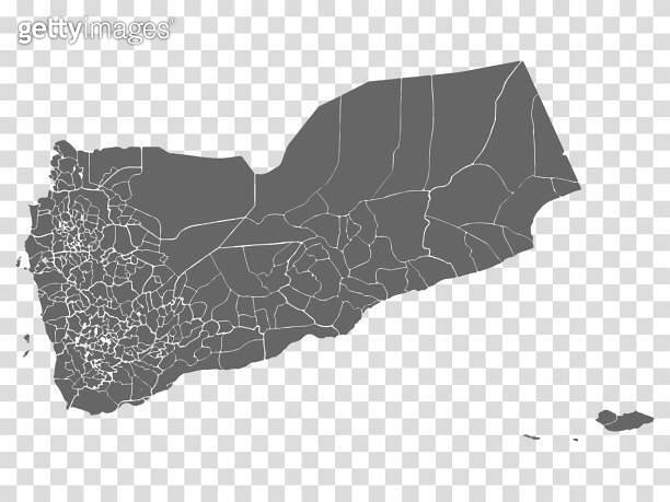 Blank map Yemen. Districts of Yemen map. High detailed vector map on ...