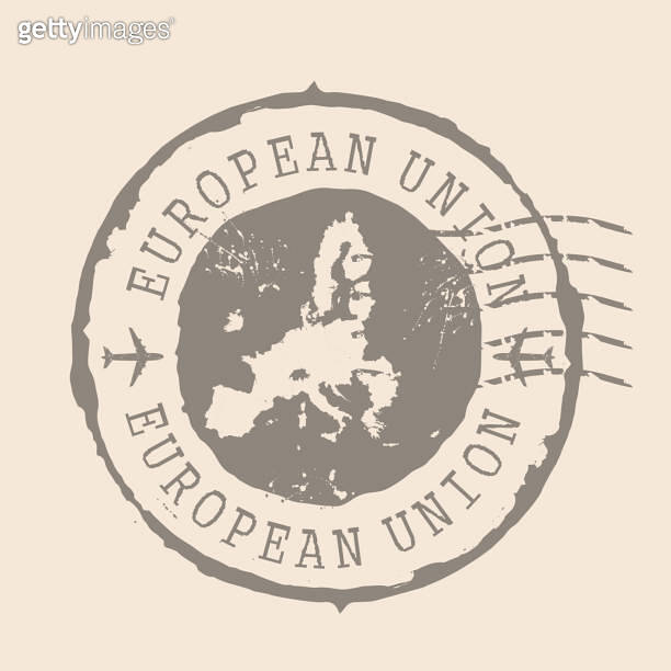 Stamp Postal of European Union. Map Silhouette rubber Seal. Design ...