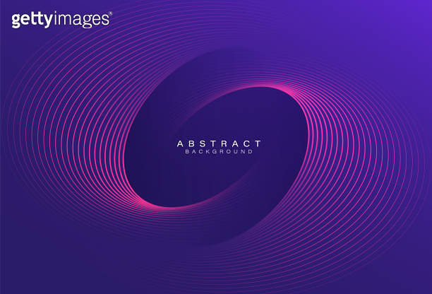 Purple abstract background with glowing oval lines. Ellipse lines ...