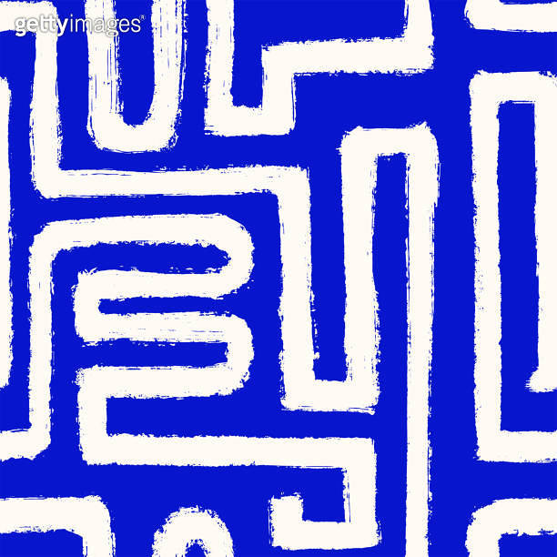 Naive Blue playful squiggle seamless pattern. Abstract matisse pattern ...