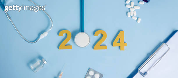 Medicine for the new year 2024, medical work concept and futuristic ...