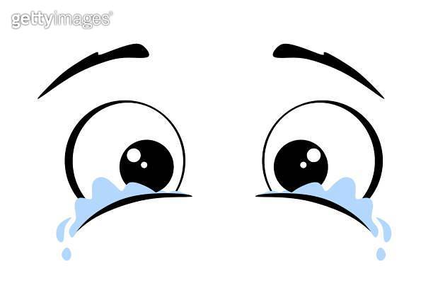 Cartoon Crying eyes isolated on white background. Crying eyes ...