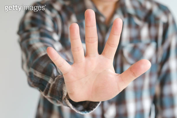 A man raising hands forbid and stop showing stop and forbid sign 이미지 ...