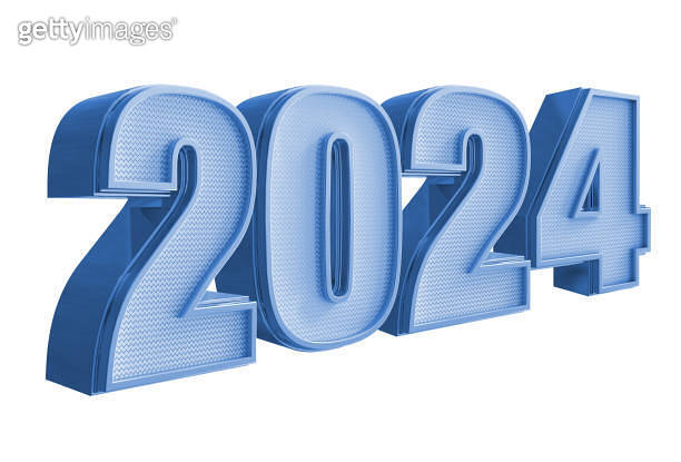 Holiday background happy new year 2024. Year numbers 2024 made of blue ...