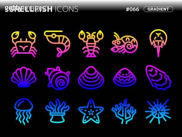gradient style icon set related to shellfish_066 이미지 (1487397613) - 게티이미지뱅크